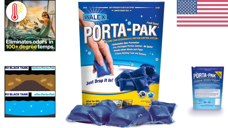 Porta-Pak 10-Pack Black Holding Tank Deodorizer - Rapid Waste Breakdown ...