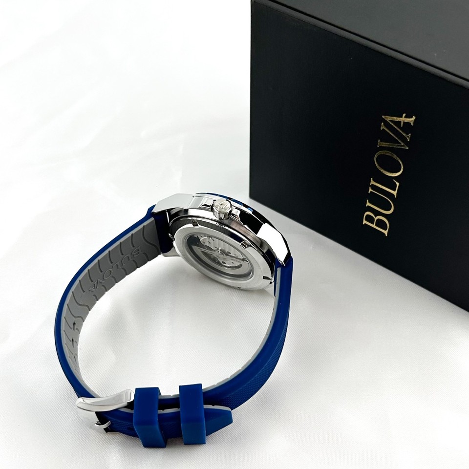 Bulova Marine Star 98A303 A Automatic blue Dial Rubber Strap Men ...