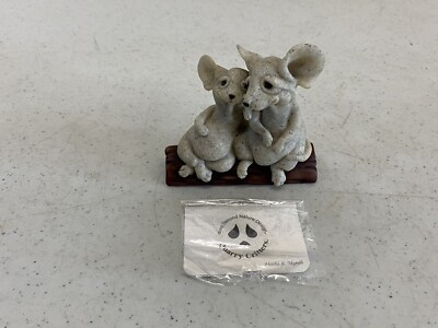 Vintage Quarry Critters Mocha and Mynah Stone Figurine #57003 Log Cute ...