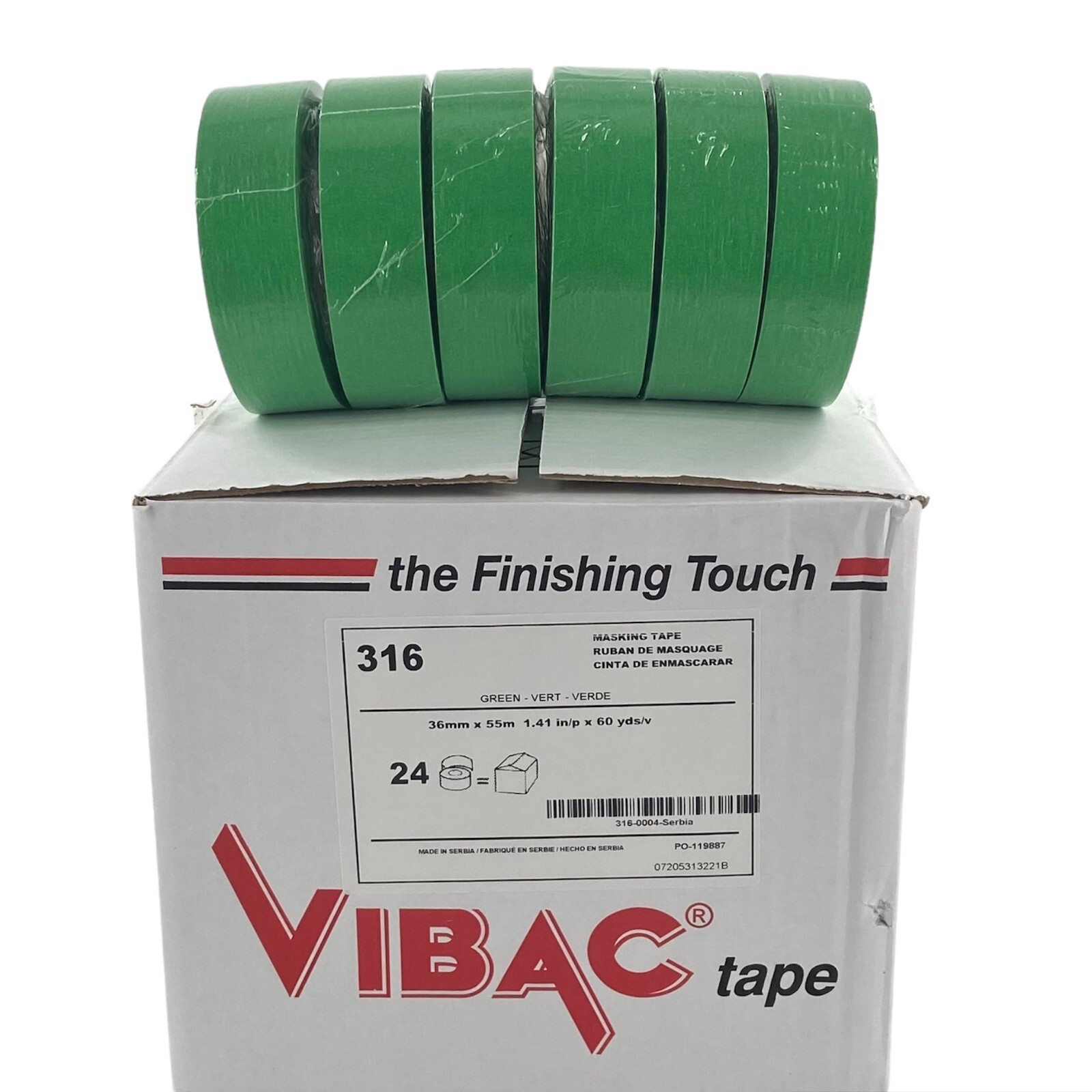 "1.5"" x 60 Yds Vibac 316 Automotive Masking Green Tape | 24 Rolls ...