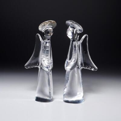 Neiman Marcus Hand Blown Art Glass Crystal Christmas Angel Figurines ...