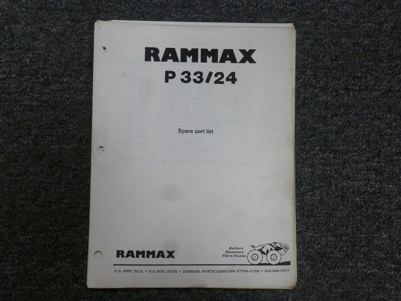 Rammax P33/24 Trench Roller Parts Catalog Manual xz | eBay