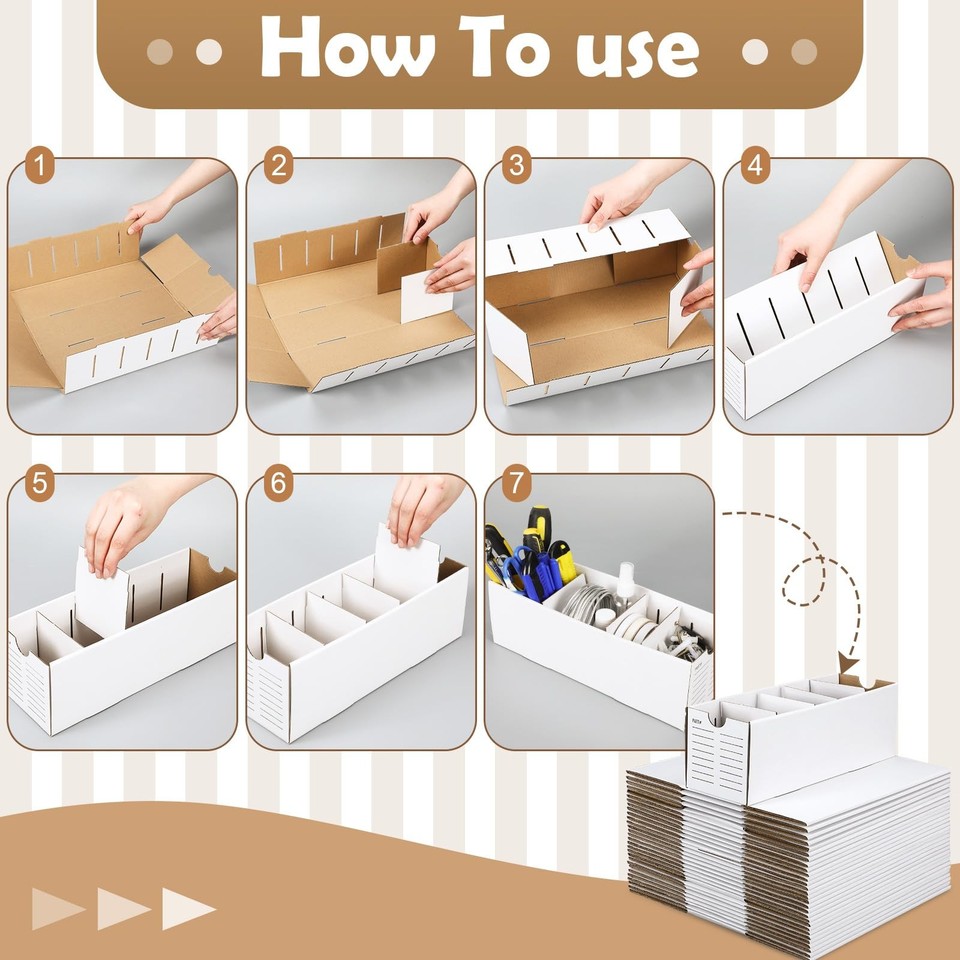 30 Sets Cardboard Parts Bins Boxes Kraft Cardboard Storage Bins with ...