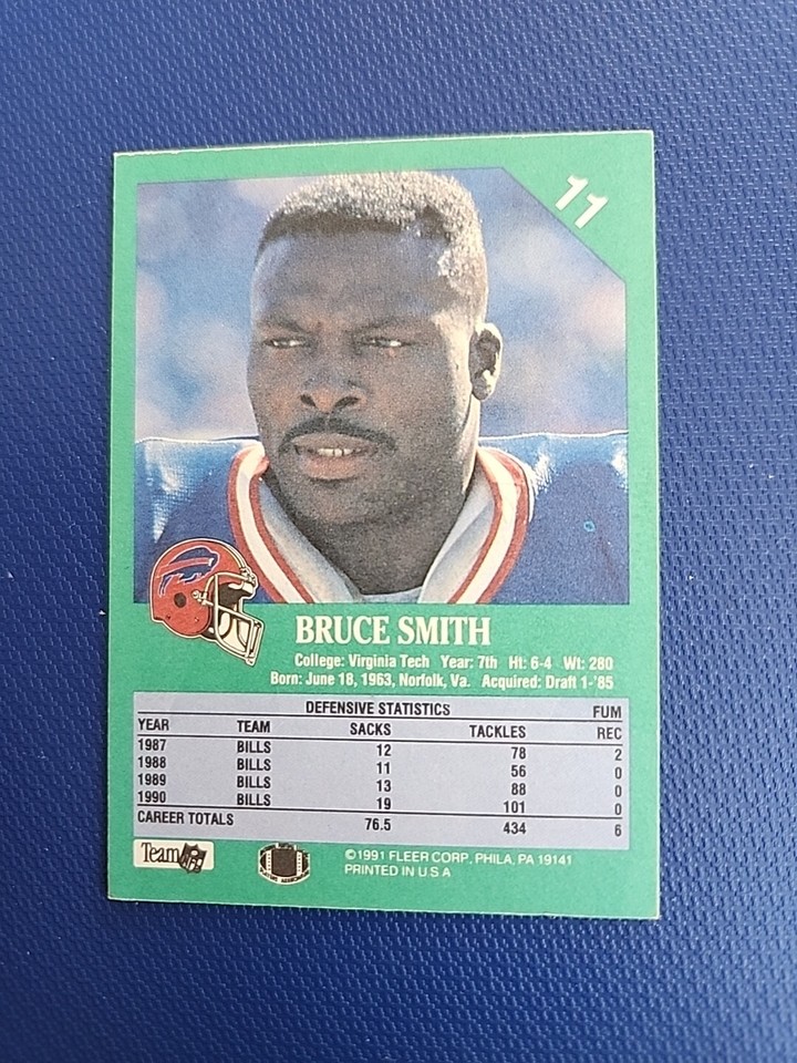 1991 Fleer Football Card #11 Bruce Smith Buffalo Bills HOF | eBay