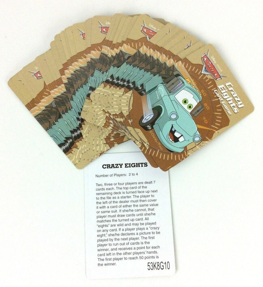 Disney Pixar Cars 2 Card Games Crazy Eights & Go Fish Red Tin Age 3 And ...