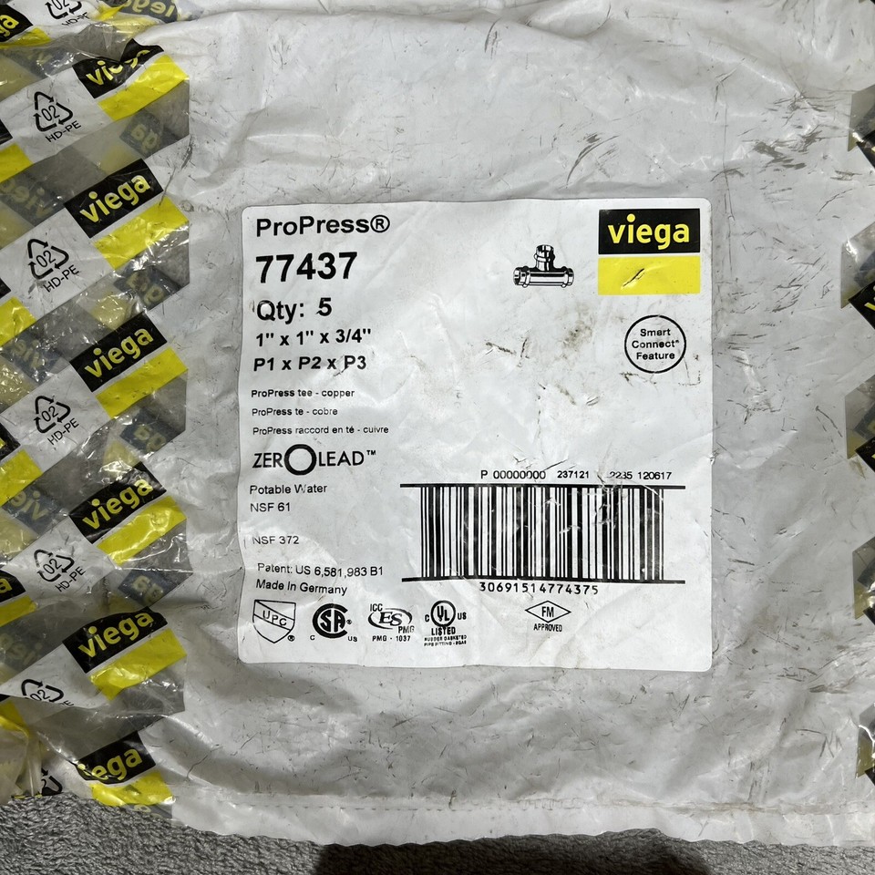 VIEGA PROPRESS 77437 ProPress tee, 1" x 1" x 3/4” 3pc Qty. Lot | eBay