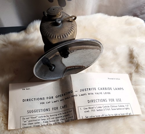 🔦JUSTRITE Carbide Lamp🔦 #2-844 Mining Caving Lamp 3/4" flat hook ...