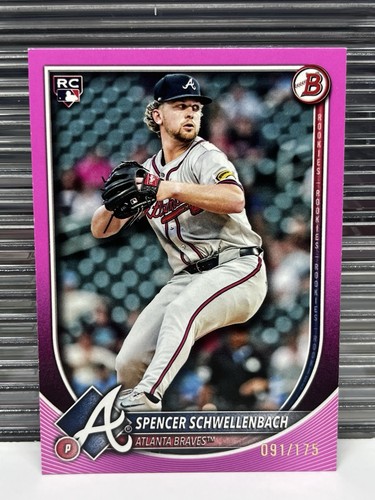 2025 Bowman #78 Spencer Schwellenbach Pink Border /175 RC Atlanta ...