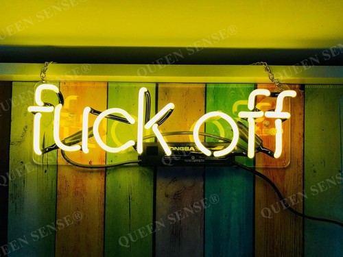 Fvck Off Yellow 14"x5" Acrylic Neon Sign Light Beer Wall Decor Night ...