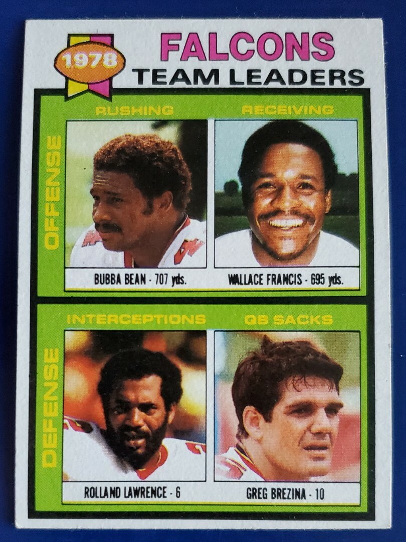 1979 Topps Falcons Team Leaders Bubba Bean, Wallace Francis, R ...