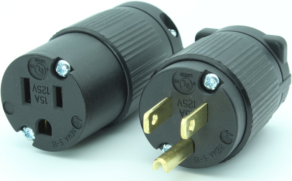 Male Female Extension Cord Replacement Ends 15 Amp Electrical Power ...
