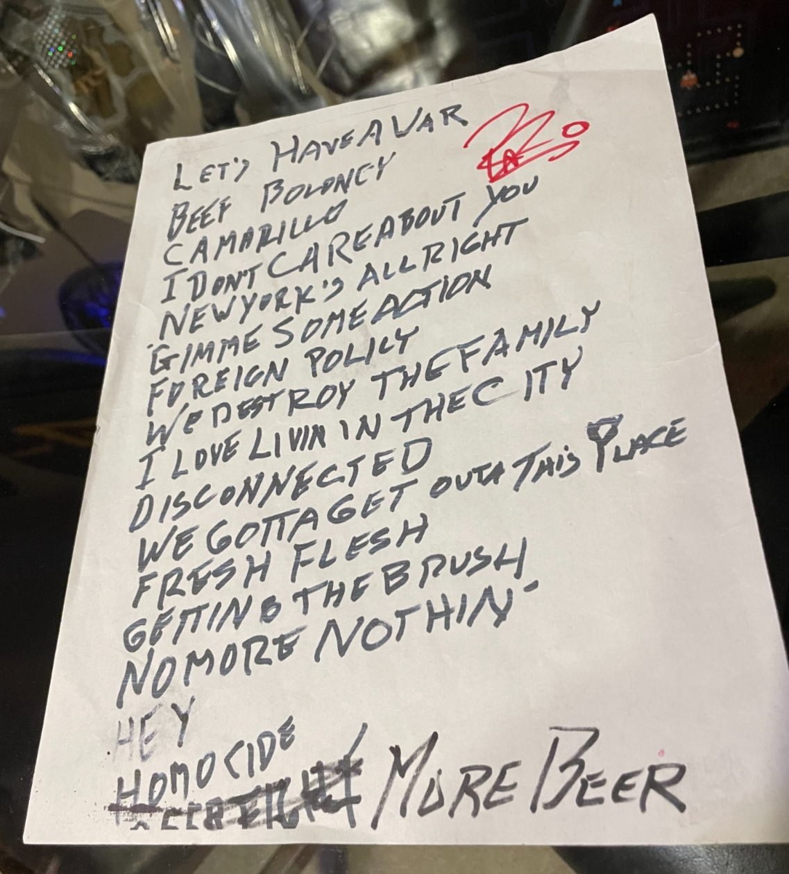 FEAR - Set List / Setlist - F E A R - Lee Ving - signed / autographed ...