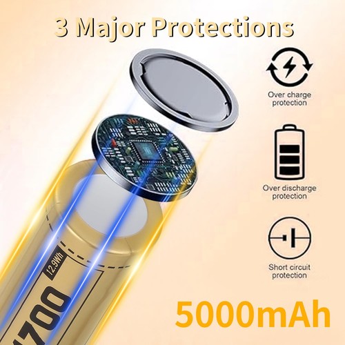 21700 Rechargeable Battery Case Set, 2pack 5000mah Large Capacity 3 ...