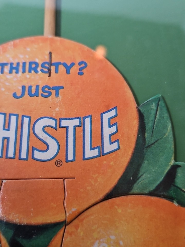 1940's Whistle Orange Soda Advertising Sign Bottle Display Unpunched ...