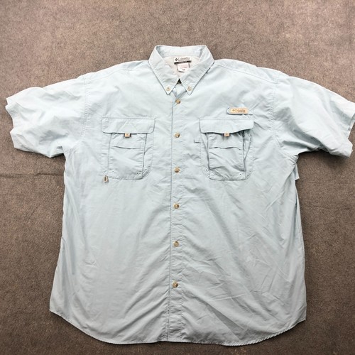 Columbia PFG Shirt Mens XL Blue Short Sleeve Fishing Hiking Button Up ...