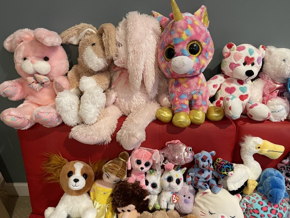 Lot 62 Plush TY Beanie Boo Farm Stuff Animals SERTA Lamb Sheep Pig ...
