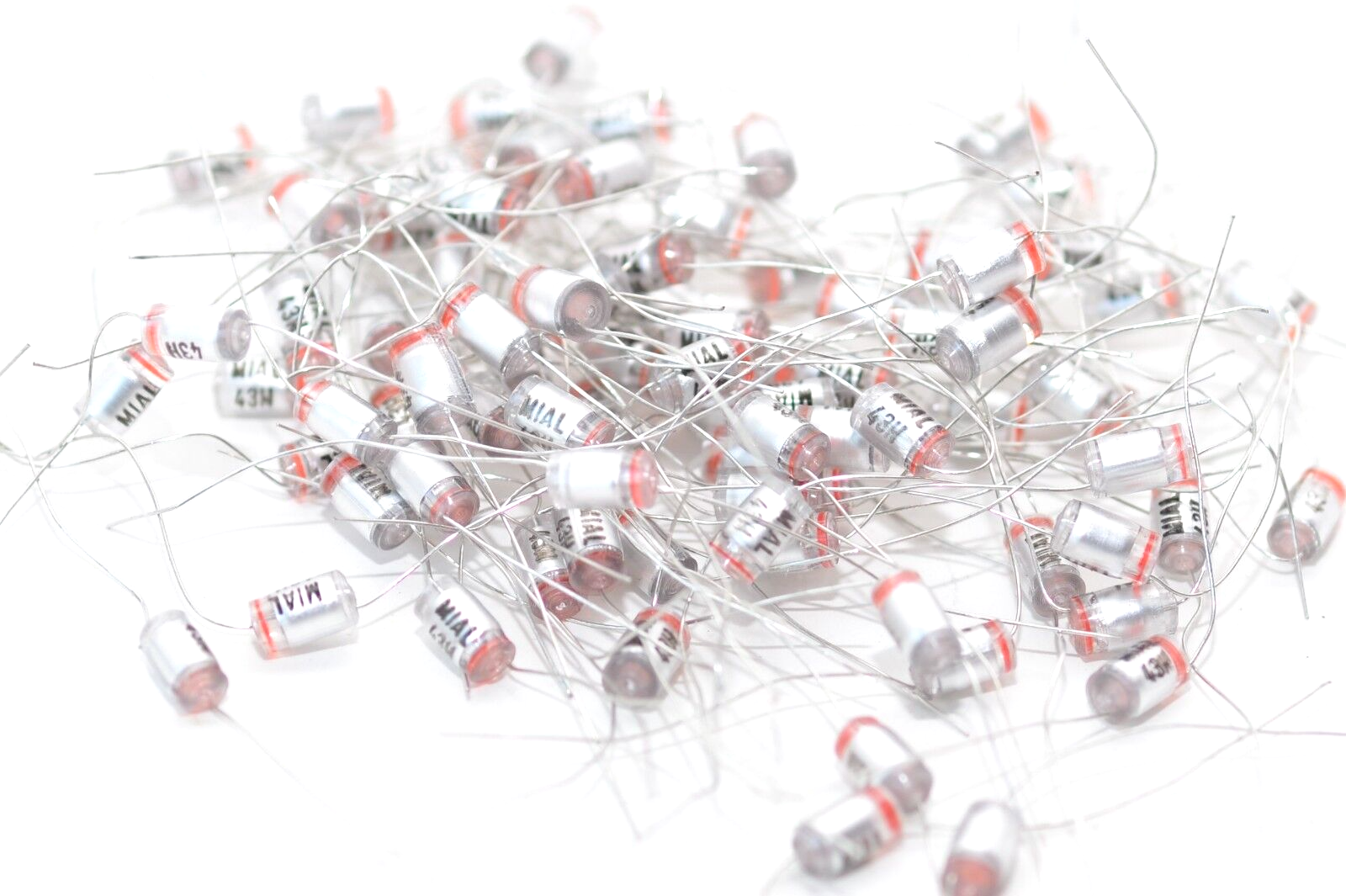 25x Styroflex Kondensator v. MIAL Typ 611.1, 43 pF / 160 V, Polystrene ...