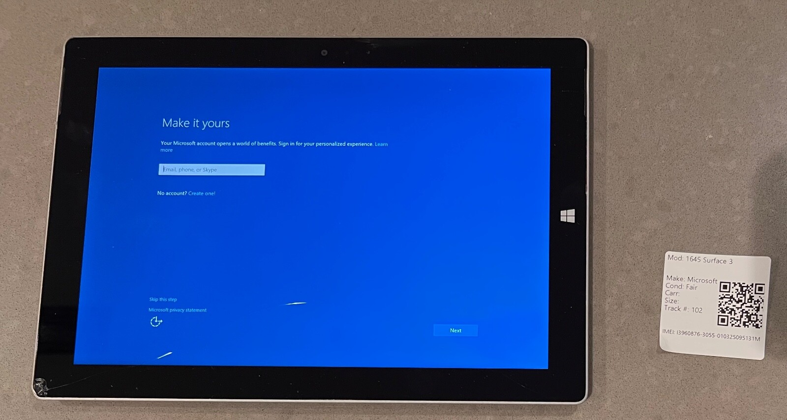 As-is Microsoft Surface 3 1645 12" Tablet Atom x7 Z8700 1.6GHz 4GB RAM ...
