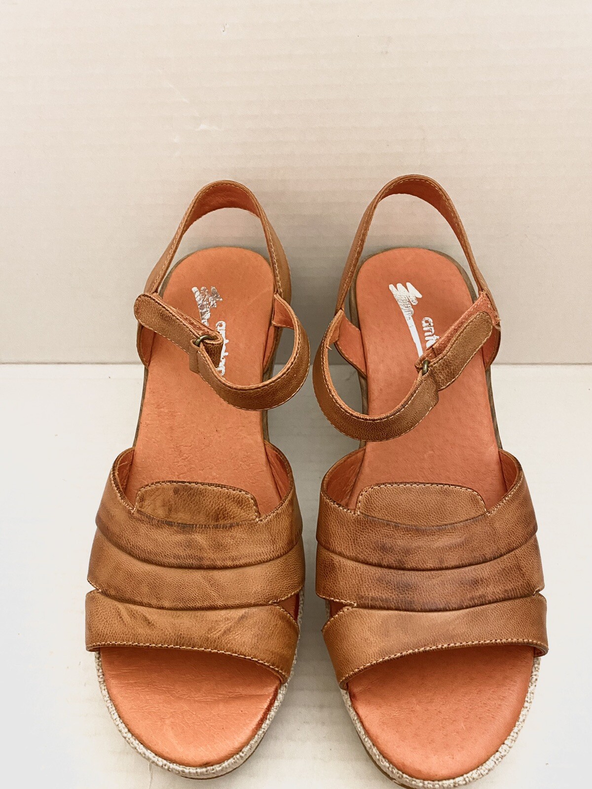 Woman's Orange Leather Wedge Antelope Sandals Size 39 EU / 8.5 US | eBay