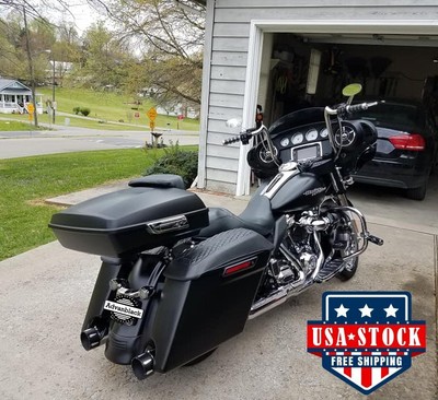 Denim Black Razor Tour Pack Backrest Top Box For 97+ Harley Davidson ...