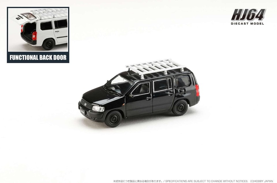 HJ64 1/64 TOYOTA PROBOX Custom w/Roof Rack Black HJ642062BK | eBay