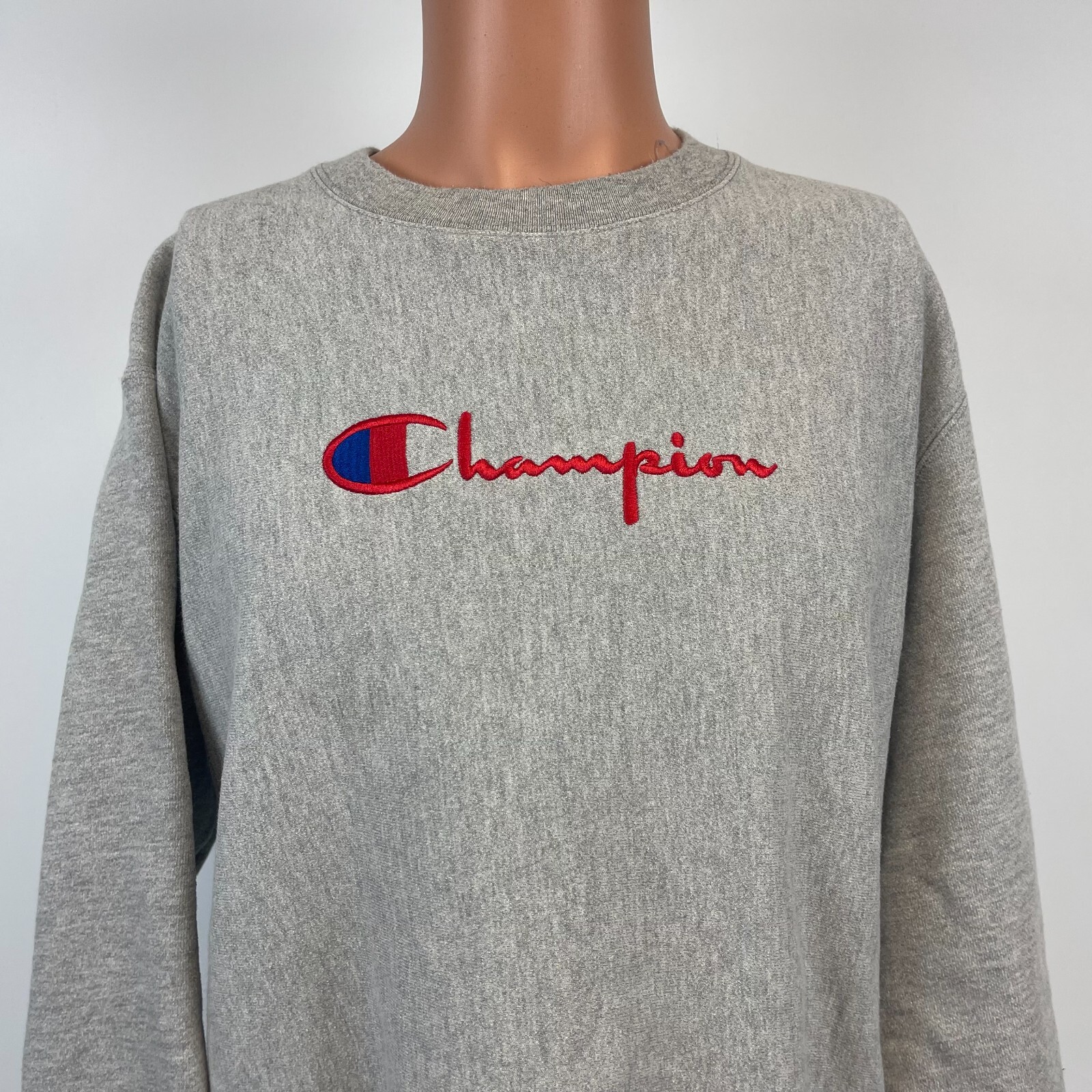 Champion Script Logo Double Sided Reverse Weave Crewn… - Gem