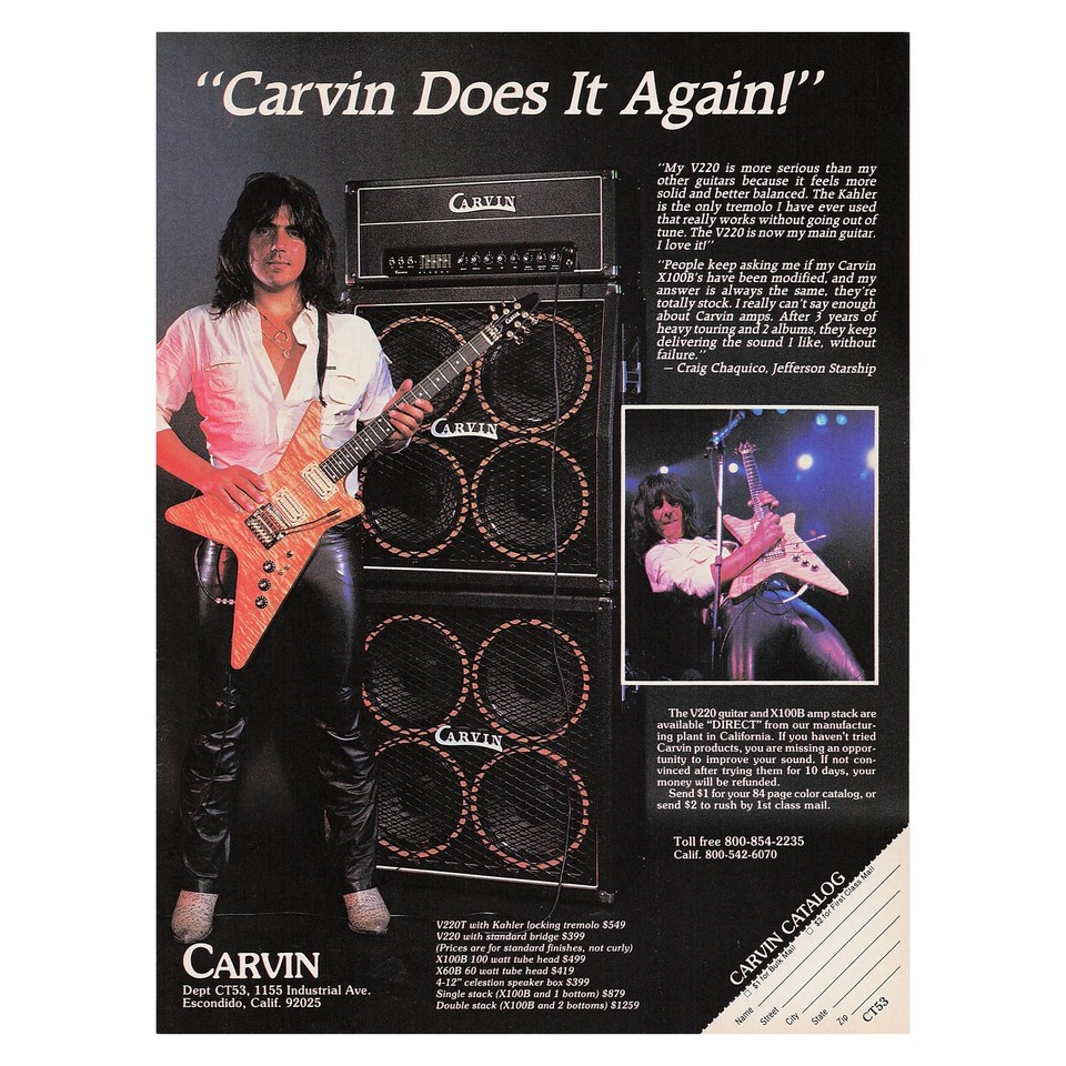 Quiet Riot and Washburn Guitars Carvin Vintage Magazine Print Ad 1984 ...