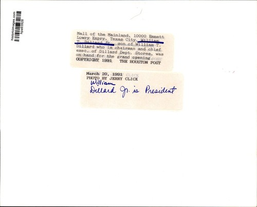 1991 Press Photo William Dillard, son Jr. at Texas City Dillard's grand ...