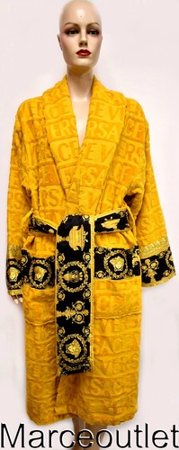 Versace I Heart Baroque Cotton Bath Robe Size EXTRA LARGE Yellow | eBay