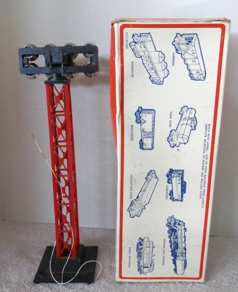 Vintage Lionel 027 Gauge Red Operating Floodlight Tower w/Box READ DESC ...
