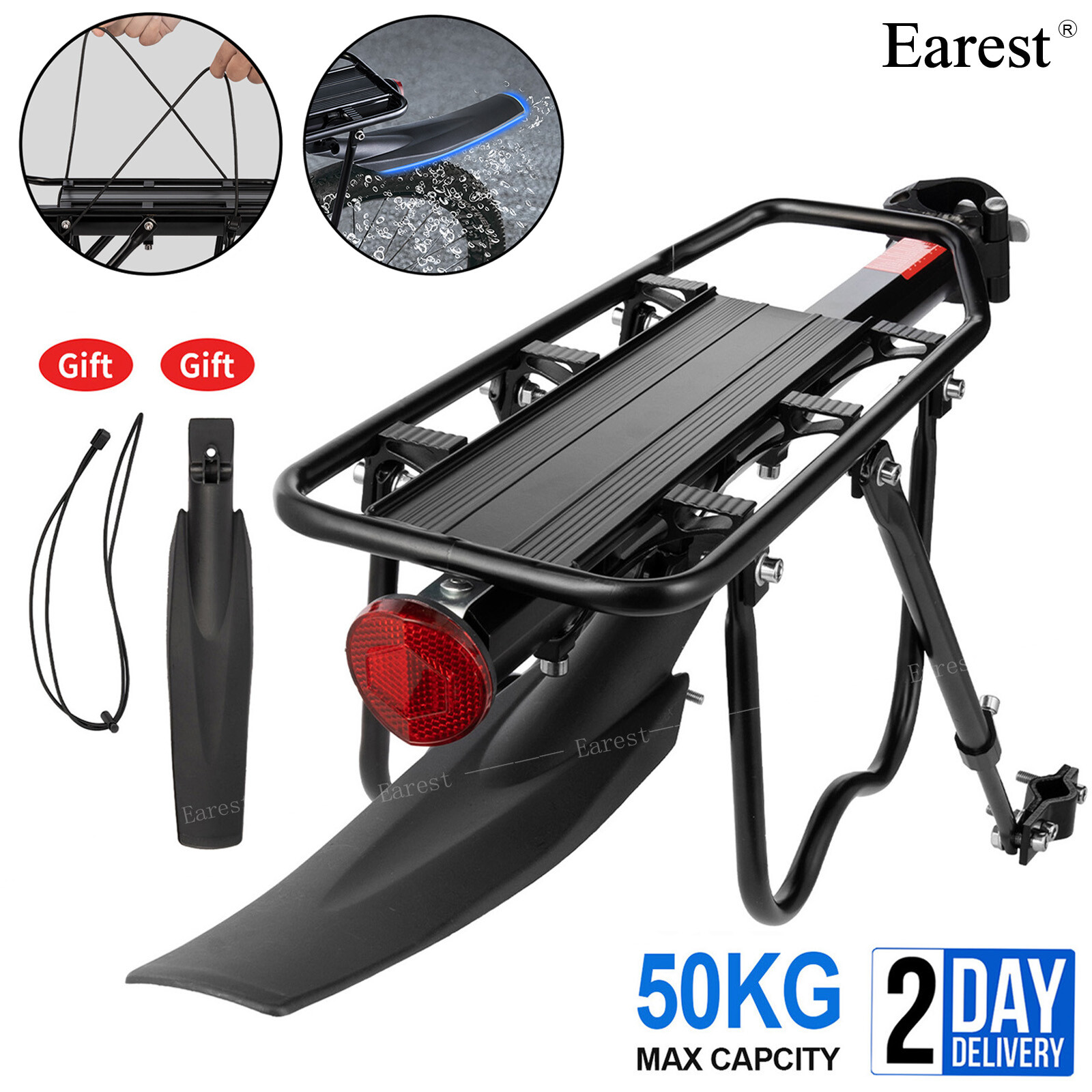 50kg Max Alloy Rear Bicycle Pannier Rack Carrier Bag Luggage Cycle ...
