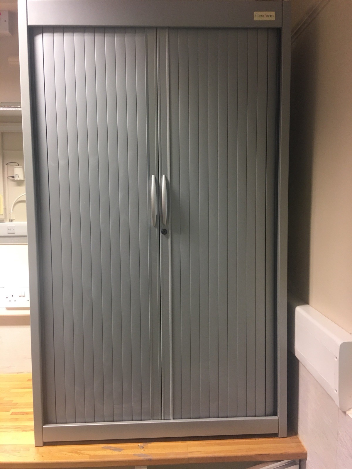 Medium Flexiform Maple/Grey Office Cabinet Adjustable Shelves Lockable ...