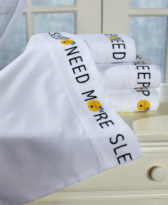 Queen Smiley Face Embroidered Sheet Set Emoji Emoticon Funny Sheet Set ...