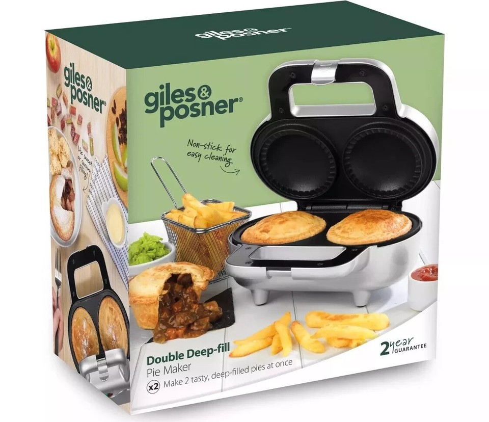 * Giles&posner Grey XL Double Pie Maker Machine Non-Stick with Cutter ...