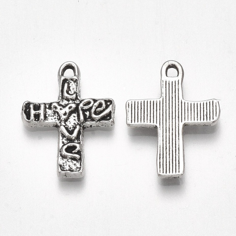 3 Silver Cross Charms Love Hope Cross Antique Silver 21 x 15 mm 1189 | eBay