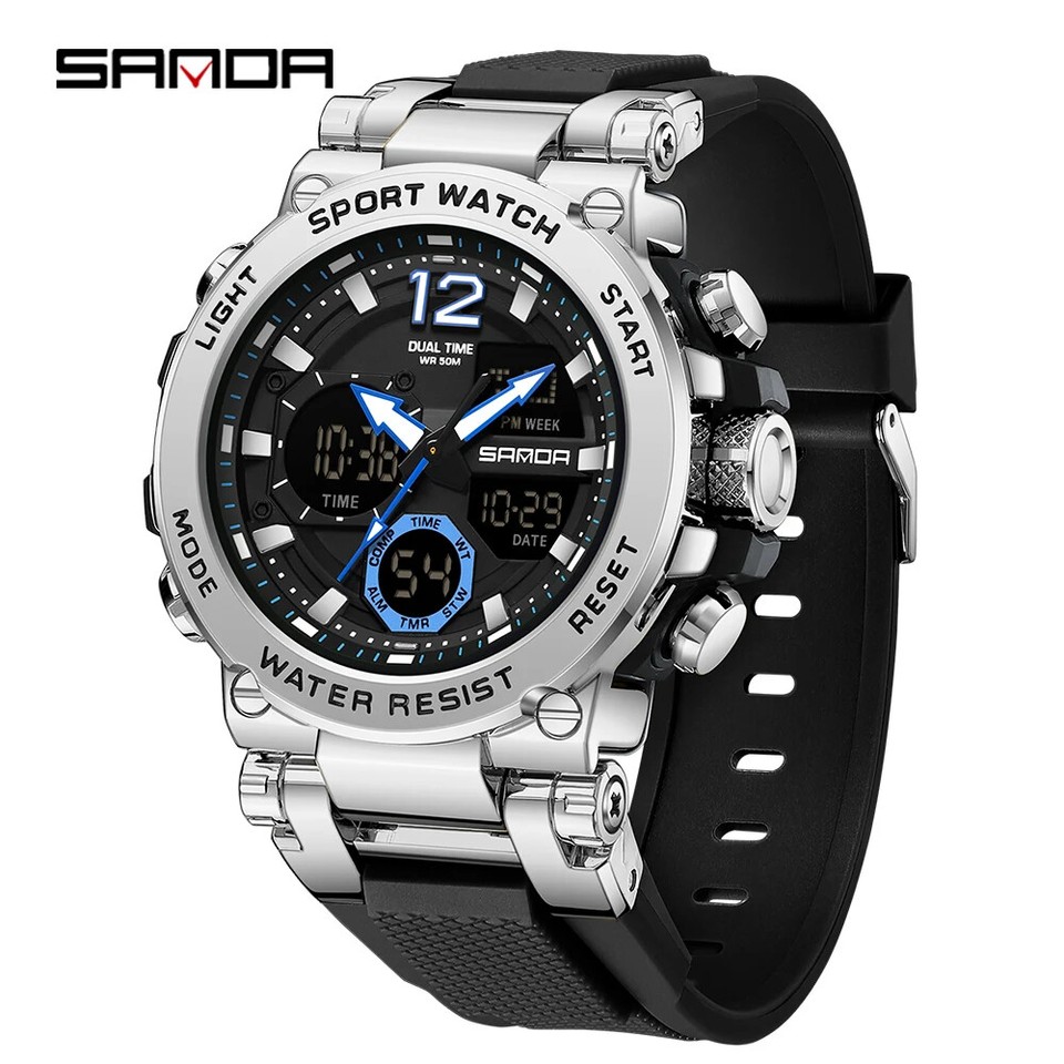 SANDA Men's Quartz Electronic Watch Cool and Steel Band Men's Quartz ...