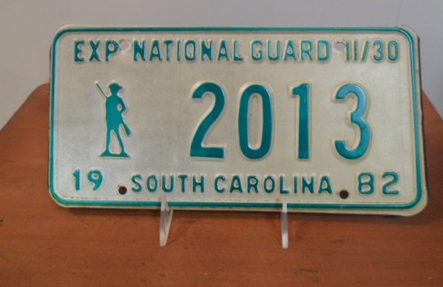 1982 SOUTH CAROLINA EXP NATIONAL GUARD, License Plate, 2013, Green on ...
