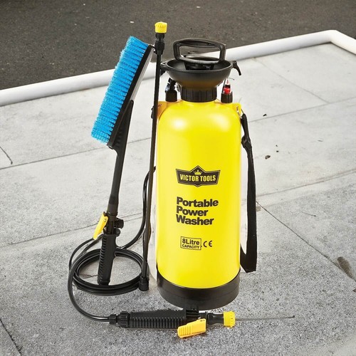 Portable Hand-Pump Power Washer with 8L Tank, Shoulder Strap & Spray ...