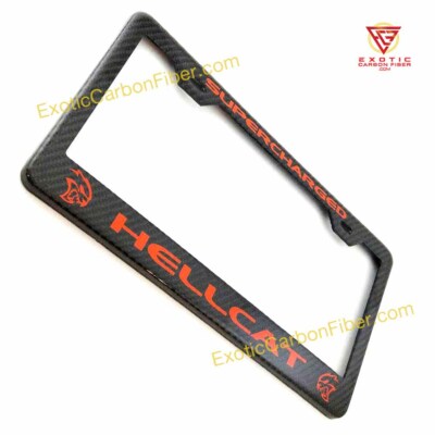 Hellcat Tor Rouge Carbone Fibre Licence Plaque Cadre 2x2 Brillant | eBay