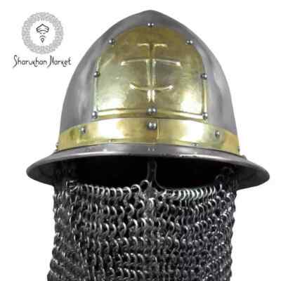 Medieval Helmet 18GA Knight HMB Steel Medieval Byzantine Kettle Hat ...