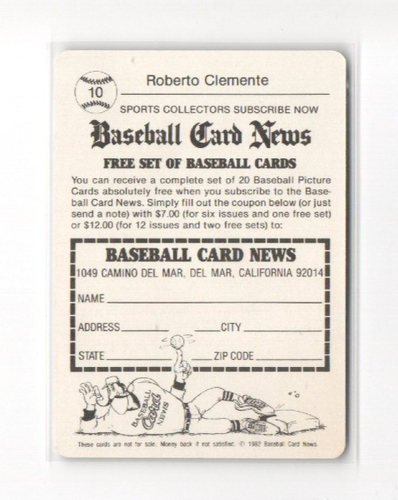 1982 Baseball Card News - Roberto Clemente #10 - HOF NM-MT *TEXCARDS ...