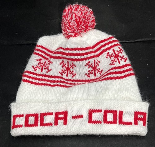 Vtg Coca Cola Hat Pom Beanie Toque Coke Soda Pop Company Logo Knit USA ...