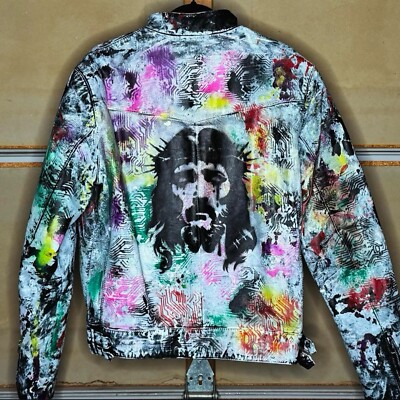 "Rebirth of Colors: Hand-PaintedVintage Jesus Jacket" | eBay