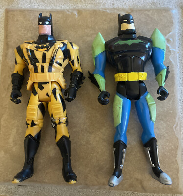 1994 Batman Kenner Action Figure yellow and black & 1998 Batman Blue ...