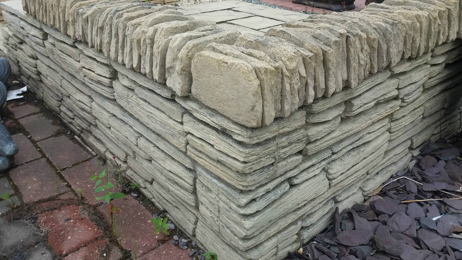 Dry Stone Walling - Concrete Cast coping - Garden Patio Double Walls ...