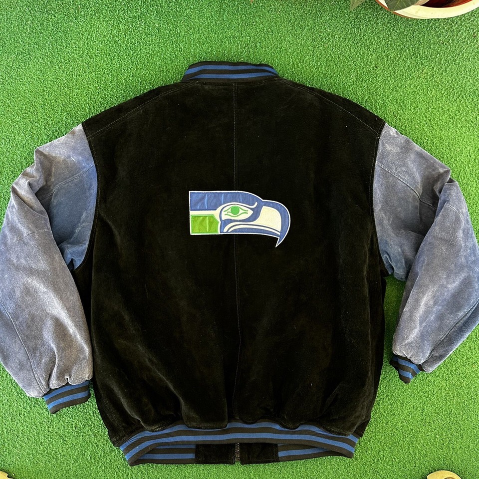 Preowned suede leather SEATTLE SEAHAWKS bomber zipper jacket by ...