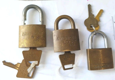 Vintage Master Lock and 2 American Brass Locks, Set U.S. 4702H | eBay