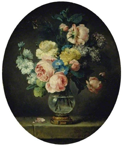 Oil painting Anne+Vallayer+Coster-A+Vase+Of+Flowers still life roses ...