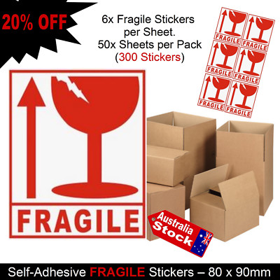 FRAGILE / THIS WAY UP - PACKING PACKAGING STICKERS / LABELS WATER ...