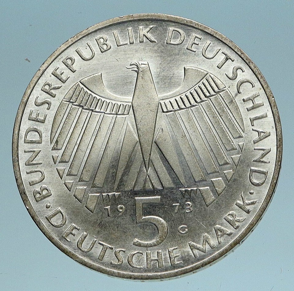 1973 GERMANY FRANFURT PARLIAMENT BUILDING Proof Silver 5 Mark German ...